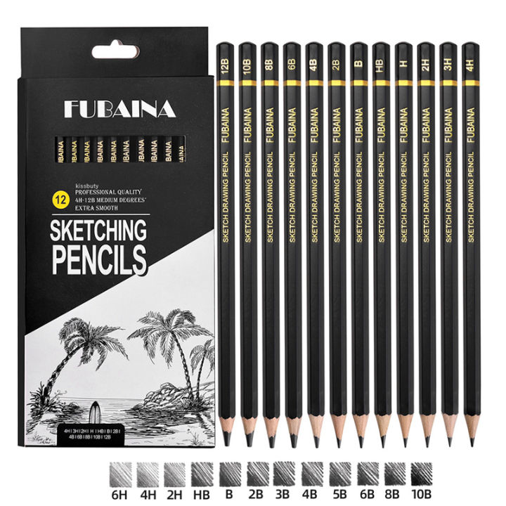 Professional Drawing Sketching Pencil Set, 12 Pieces Art Pencils Graphite Shading Pencils for ...