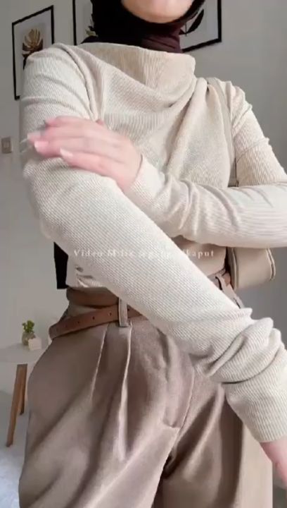 APRIL TOP Atasan Knit Wanita Korean Top Baju Knit Wanita Lengan Panjang Basic Long Sleeve ...