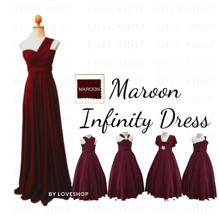 MAROON INFINITY DRESS FOR KIDS AND ADULTS | Lazada PH