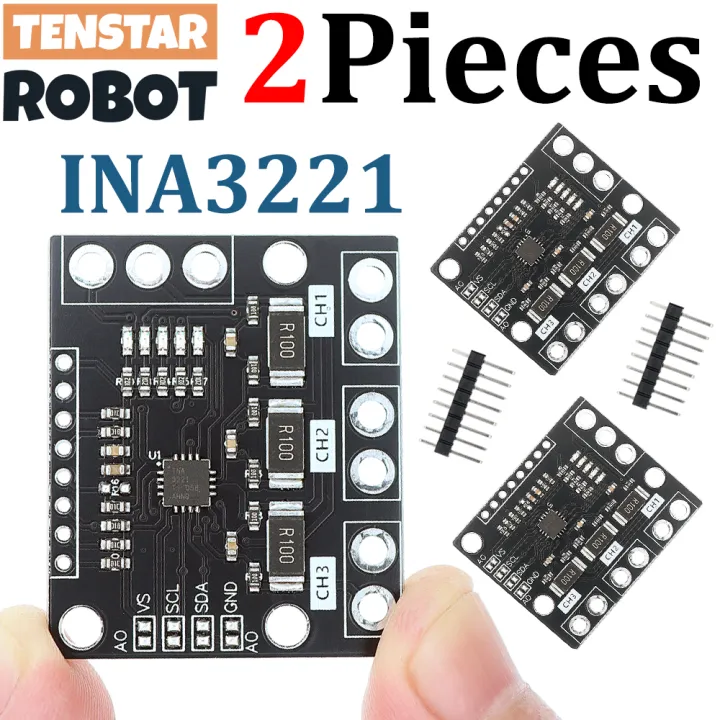 TENSTAR 2pcs INA3221 I2C SMBUS Triple-Channel Shunt Current Power Supply Voltage Monitor Sensor ...
