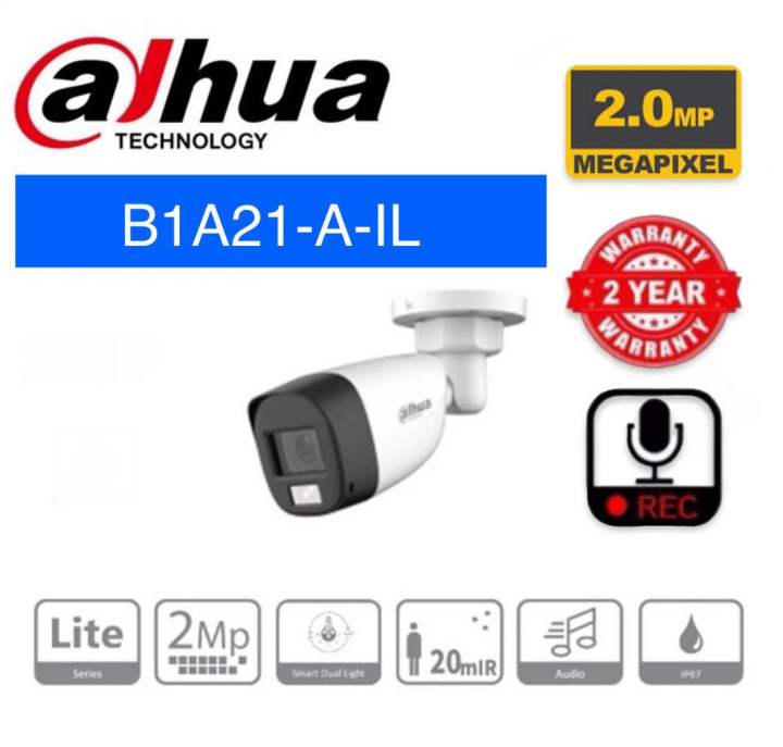 DAHUA CCTV 2MP B1A21-A-IL SMART DUAL LIGHT HDCVI FIXED-FOCAL BULLET ...