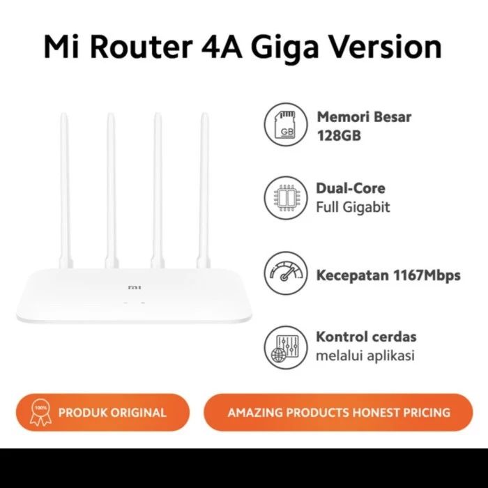 Xiaomi Mi Router 4A Gigabit Version 4 Antena Dual Core Giga Version ...