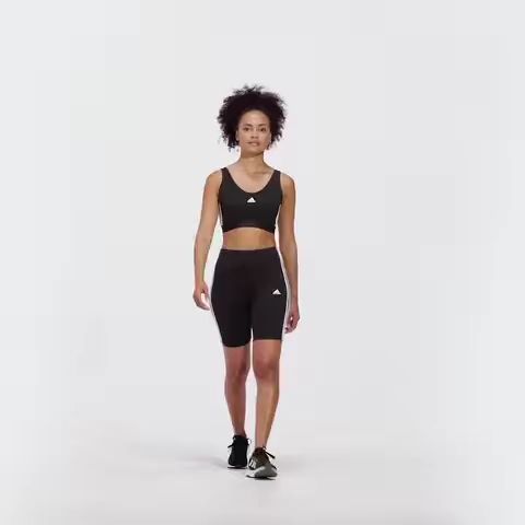 Adidas เสื้อกีฬาผู้หญิง Essentials 3-Stripes Crop Top | Black/White ...