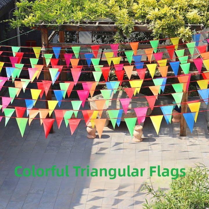 Construction Site Safety Warning Colorful Road Flags Triangle Isolation ...