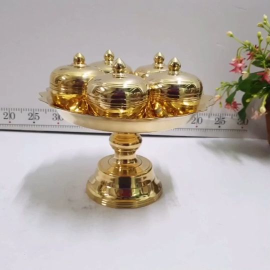 Brass Byfa SET1242 พานขันโตกทองเหลือง ชุดถวายข้าวพระพุทธ กว้าง 7นิ้ว ...