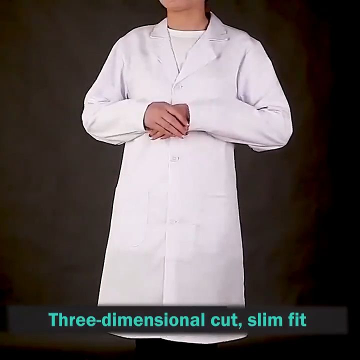 Nurse Uniform Laboratory Gown Fashion Slim Universal Long Sleeve White ...