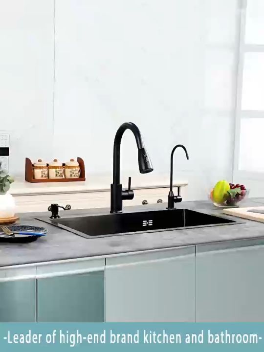DOKIO 304 Kitchen Sink 3.0 Thickness Stainless Steel Single tub Black ...