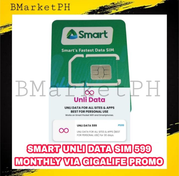 SMART UNLI DATA SIM 699 MONTHLY LOADABLE VIA GIGALIFE ( Fast Delivery ...