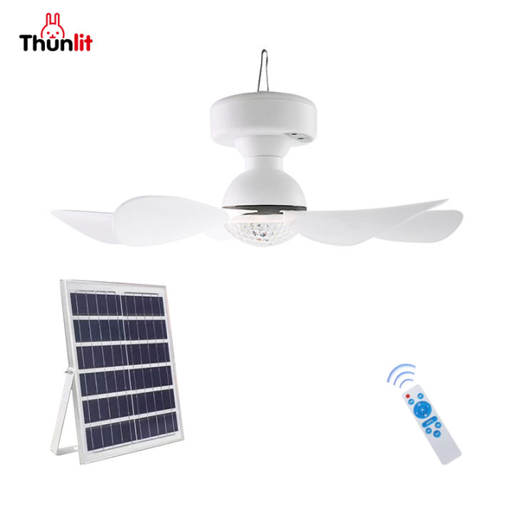 Thunlit Solar Outdoor Ceiling Fan with Light 10000mAh Remote Control ...
