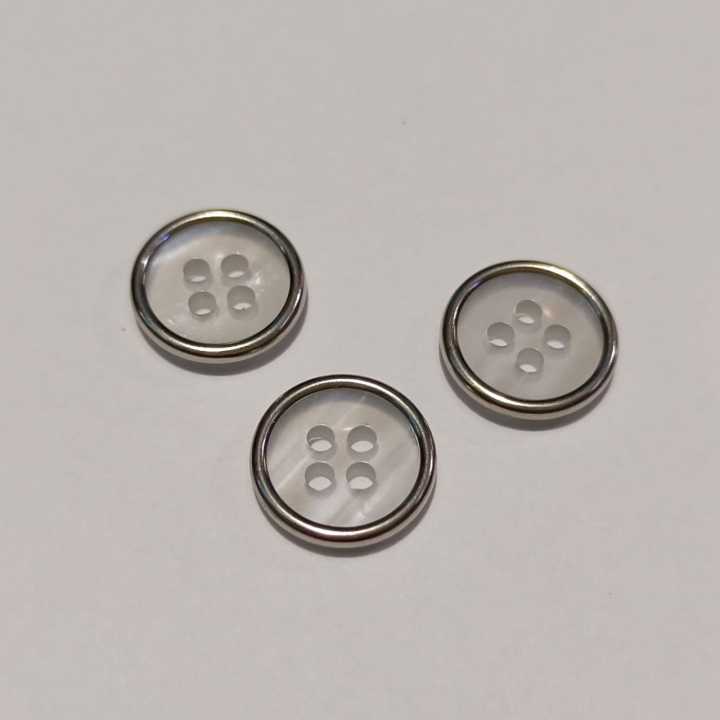 Kancing baju putih transparan list silver kancing kemeja /Hem ukuran 11 ...