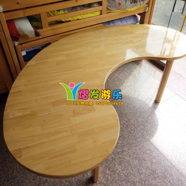 Handmade Moon Shaped Arc Table And Chairs for Toddlers Solid Wood Study ...
