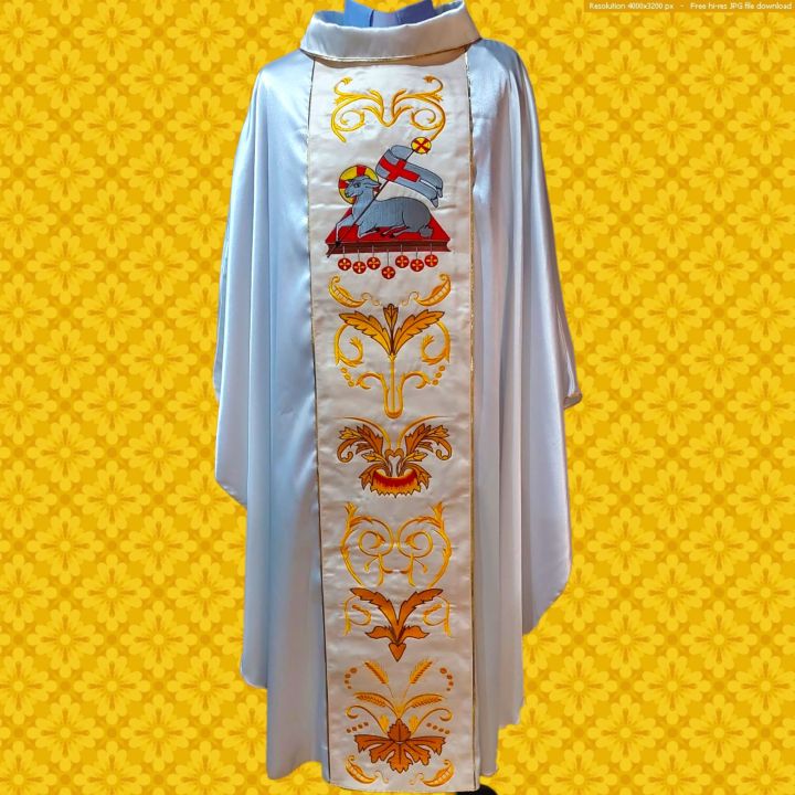 Busana Rohani Kasula Romo Imam Katolik/Bordir Anak Domba Allah/Kasula ...