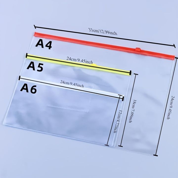 6PCS PVC Transparent Waterproof Zipper File Bags, A4/A5/A6 Envelope ...