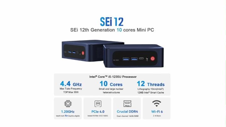 Beelink Mini PC SEi 12 Mini PC i5-12450H Win11 Pro DDR4 3200mhz NVME ...