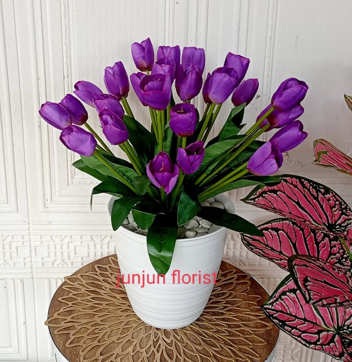 bunga tulip Artificial pot tawon besar//bunga tulip kain rimbun//bunga ...