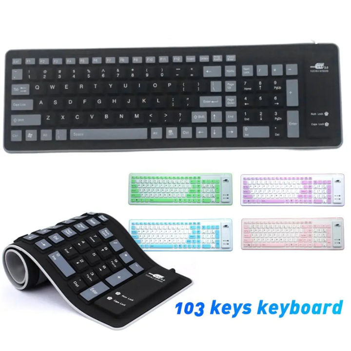 103 Keys Foldable Silicone Keyboard USB Wired Gaming Keyboard for ...