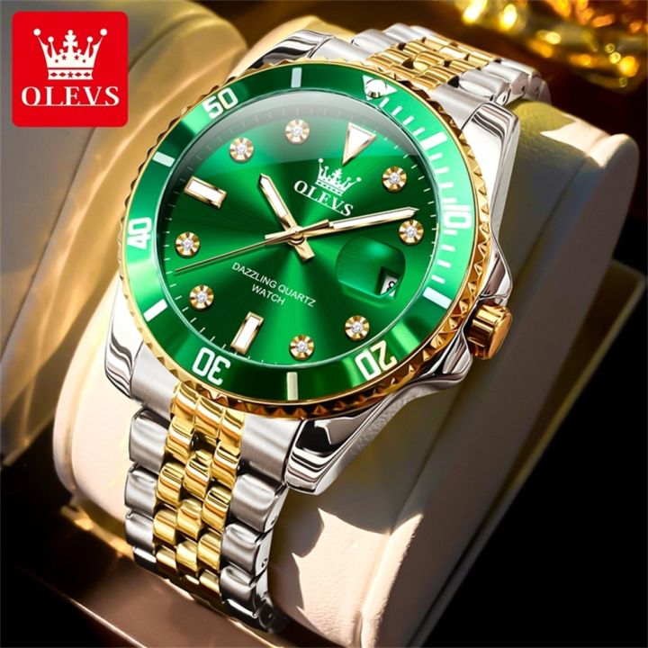 OLEVS watch for men original new model luxury relo for men green ...