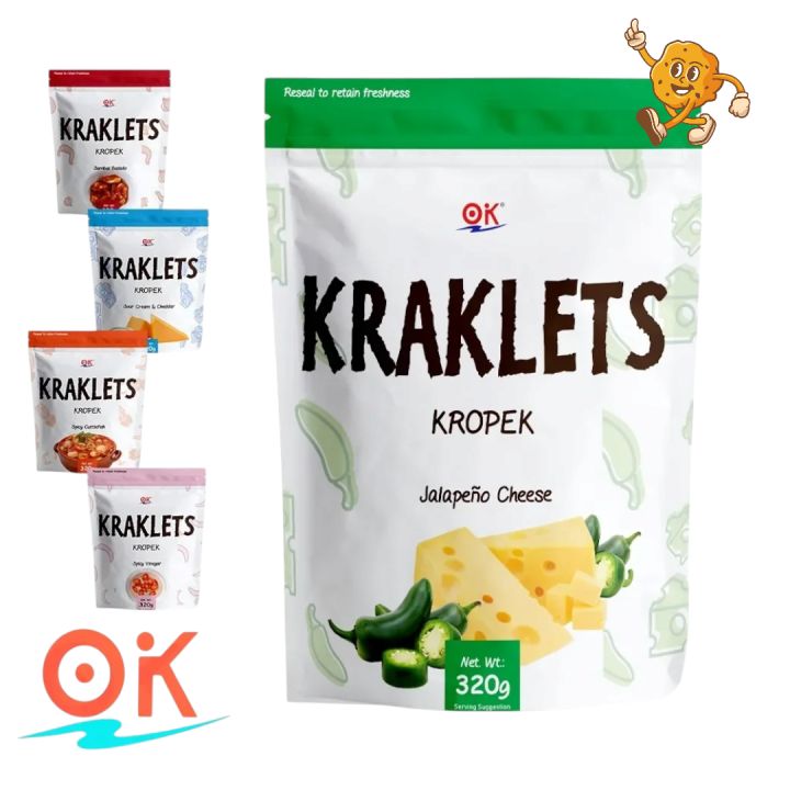 OK Kraklets Kropek Spicy Vinegar; Spicy Cuttlefish; Sour & Cream; and ...