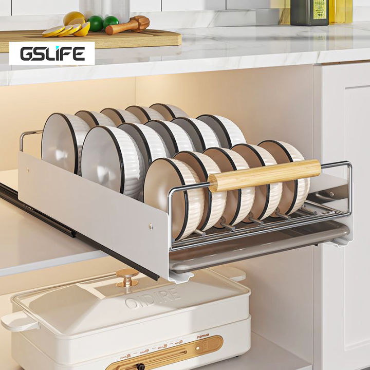 GSlife No Punch Stainless Steel 304 Pull-out Basket Large Dish Rack ...