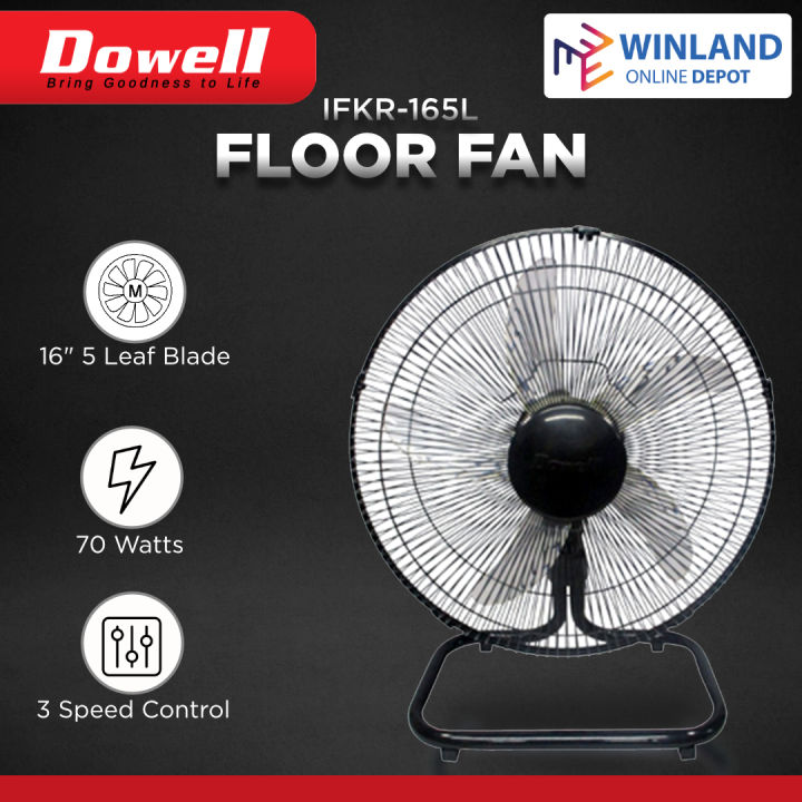 Dowell by Winland 16" Floor Ground Desk Fan 5-Leaf Banana Blade ...