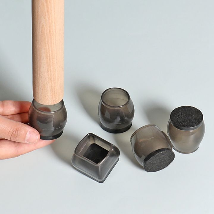 4Pcs Transparent Table Chair Leg Protectors Caps Round Square for ...