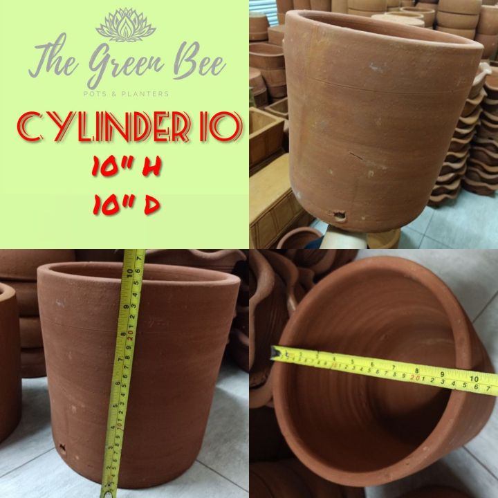 Cylinder Clay Pot 10x10 Inches / Terracotta Clay Pots for Plants ...