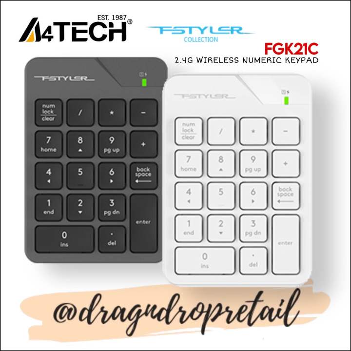 A4tech Fstyler Fgk21c 2 4g Wireless Numeric Keypad Rechargeable Numpad