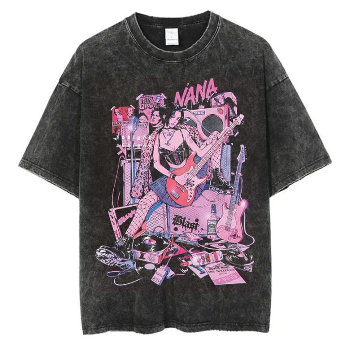 Japanese Anime Nana Osaki Print Vintage Washed Tshirt Harajuku ...