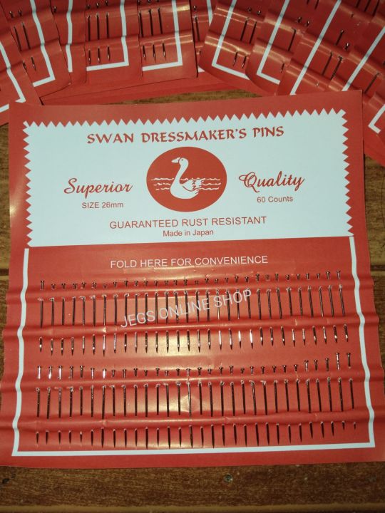 Swan Dressmaker Pins Solid Headed Steel Pins 26mm Guaranteed Rust ...