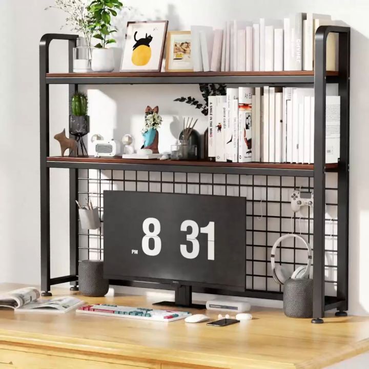 2-Tier Desktop Rack Book shelf,Table Organizers Metal Desk Organizer ...