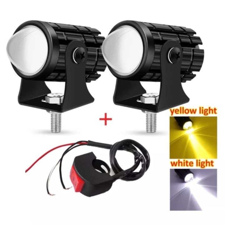 Motorcycle Mini Driving Light White+Yellow Pair of Universal High quality 20W LED74 | Lazada PH