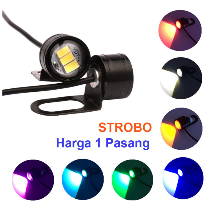 LED Eagle Eye Strobo Lampu Mata Elang Strobo 3 Mata Kedip Braket Spion ...