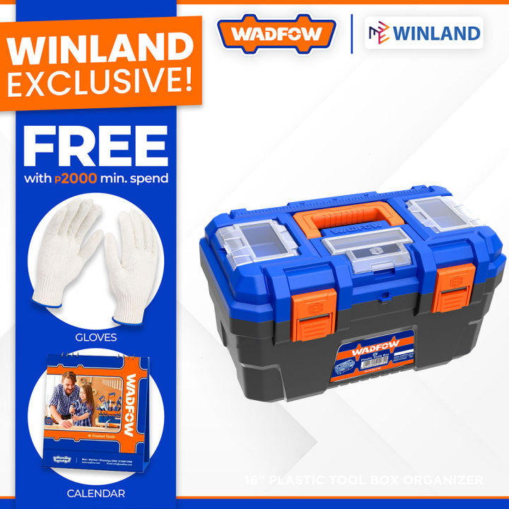 Wadfow by Winland 13inch-16inch Plastic Tool Box Organizer Case with Removable Tray Heavy Duty ...