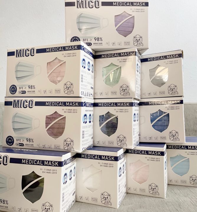 [SG BRAND] MICO Adult 3ply Medical Surgical Mask BFE98 Disposable Face ...