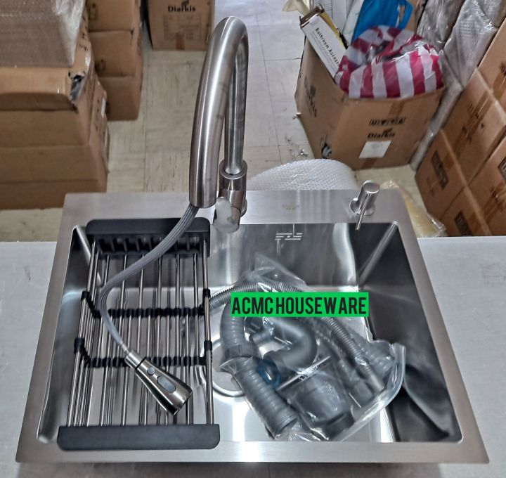 SINGLE TUB COMPLETE SET STAINLESS 304 KITCHEN SINK | Lazada PH