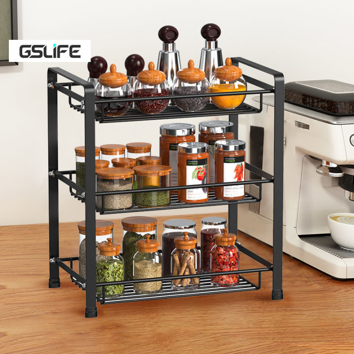 GSlife🔥🔥2/3 Layers Kitchen Spice Rack Stainless Steel Condiment Rack ...