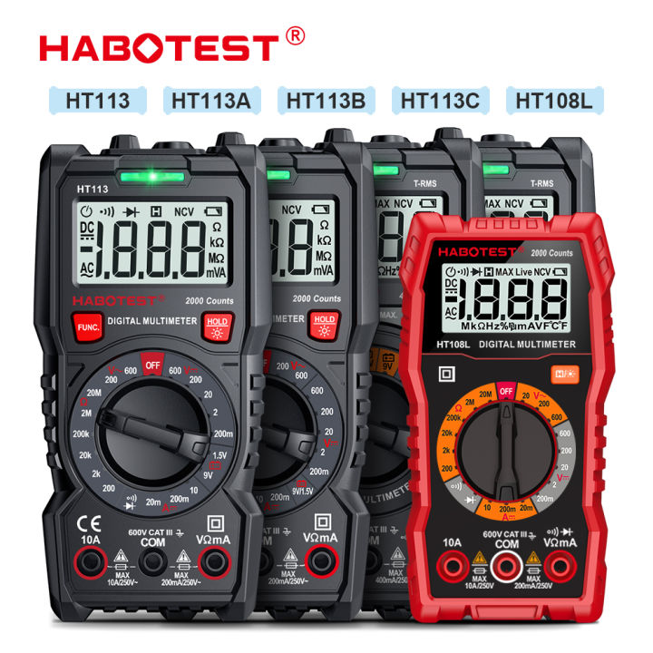 HABOTEST HT113 Digital Multimeter 600V AC/DC True-RMS Autorange ...