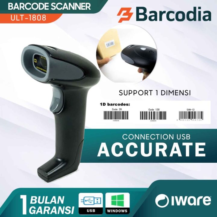 BARCODE SCANNER LASER 1D IWARE BI-1058 USB Without Stand - GARANSI 1 ...