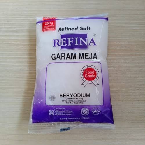 1 BUNGKUS 250 GRAM GARAM REFINA GARAM MEJA BERIYODIUM GARAM MENYEHATKAN ...