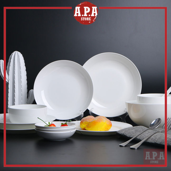 APA White Porcelain Ceramic Plate Bowl Serving Dish Dinnerware Plates ...