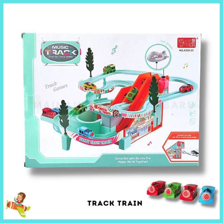 Mainan Track Jalur Mobilan Music Track Racer Elektrik Train With USB ...