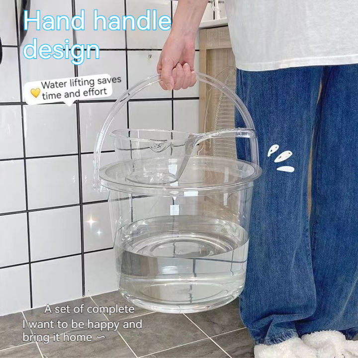 Thicken the plastic bucket Transparent bucket spoon basin set suitable ...