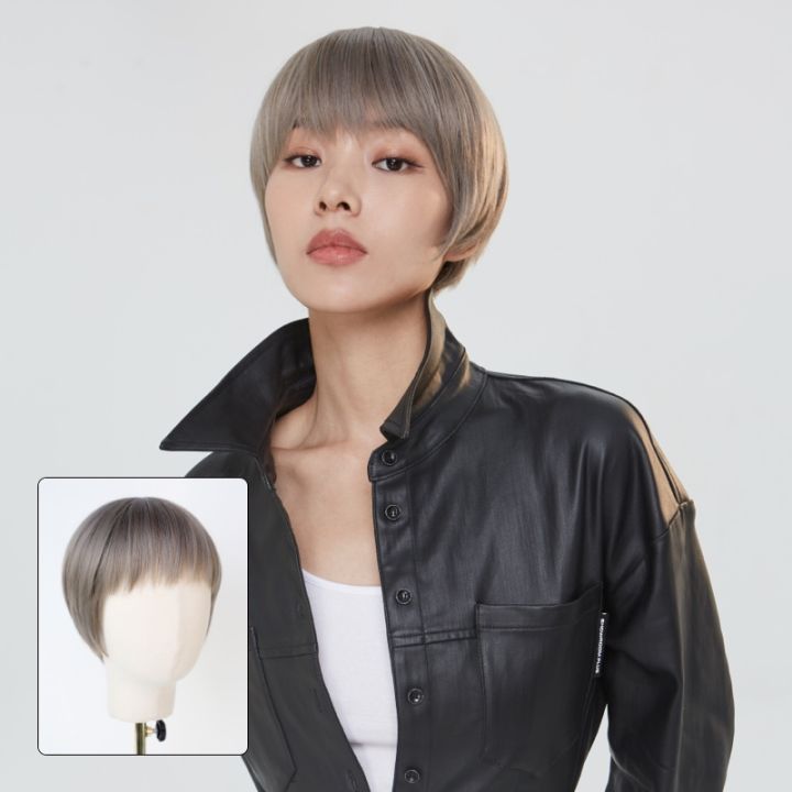 LUCY LEE | วิกผมสั้นสีเทาธรรมชาติสำหรับผู้หญิง | Lazada.co.th