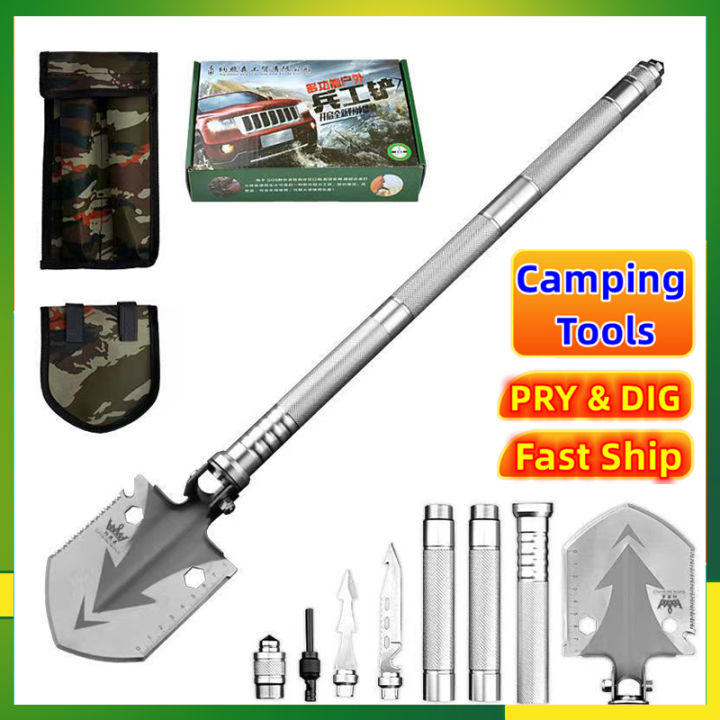 Portable folding shovel camping outdoor portable tool set garden ...