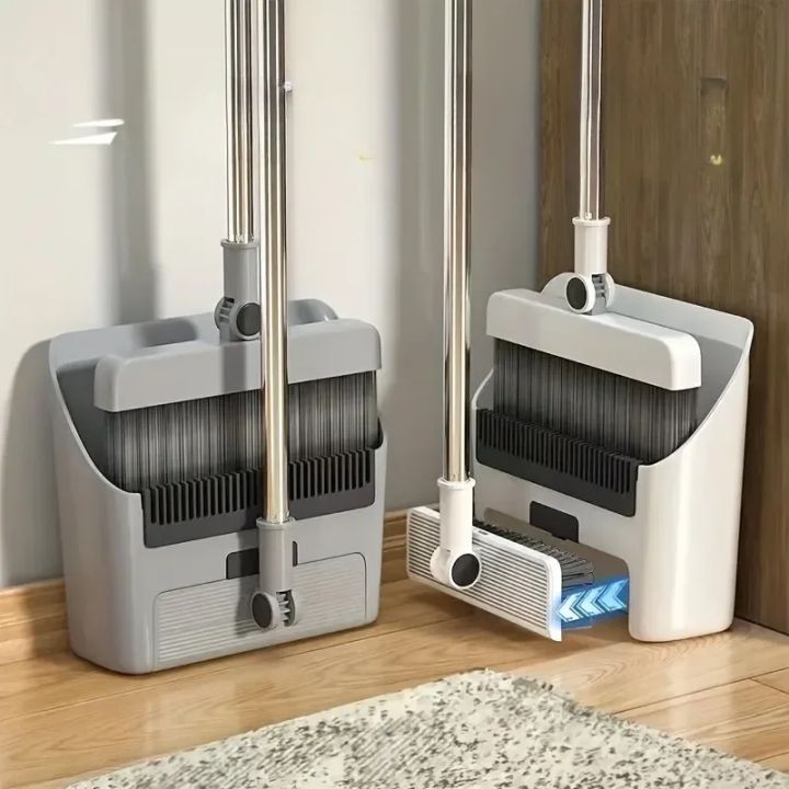 Thickened Vertical Broom Dustpan Floor Brush Set Indoor Non-Stick Hair ...