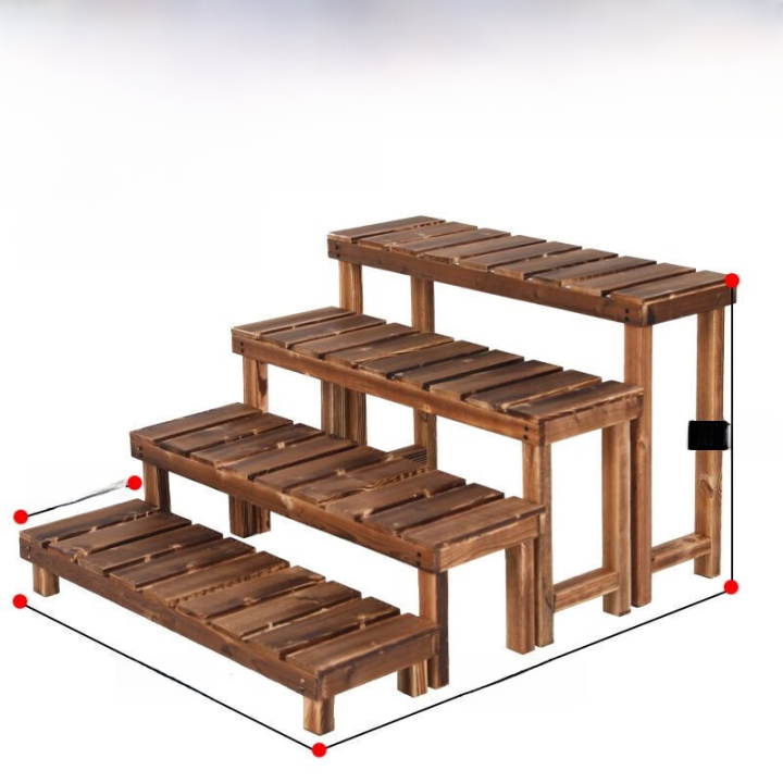 Miaopole Ladder Flower Stand Stairs Step Pedal Carbonized Solid Wood ...