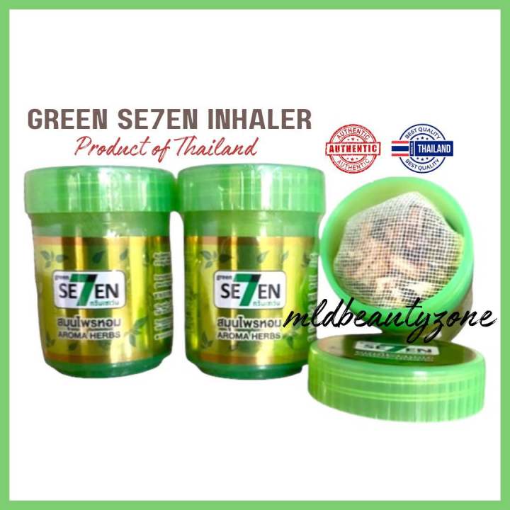 Authentic THAI GREEN 7 Seven Aroma Herbs Inhaler (Thai Herbs w/ Herbal ...