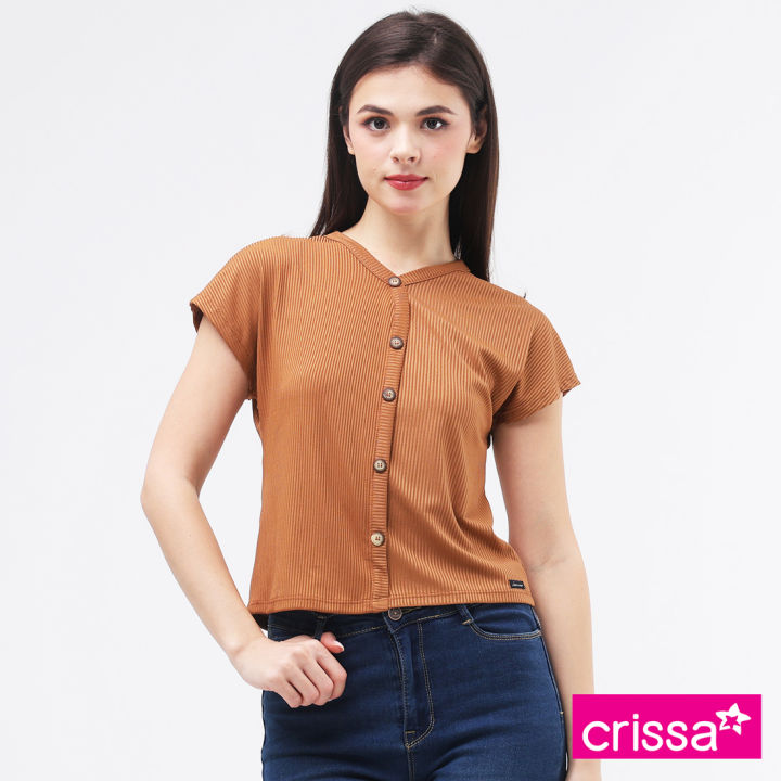 Crissa 2x2 Rib Knits Short Sleeves Top CSLT13-0008 | Lazada PH