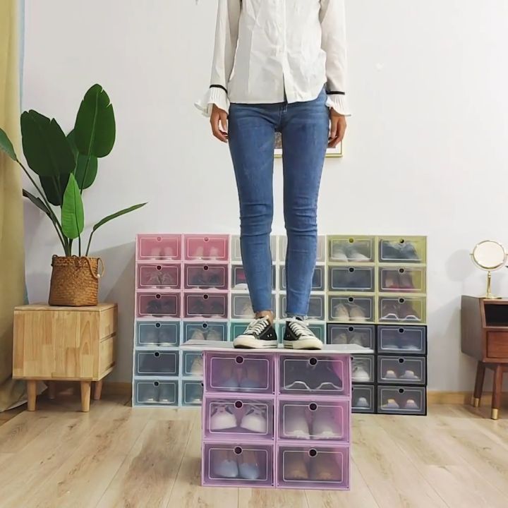 Hard Plastic Big Size Shoe Box Colorful Shoes Rack Storag Organizer ...