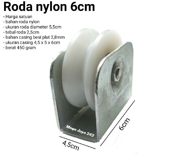 roda sliding nilon pintu pagar besi ukuran 6cm tebal berkualitas ...